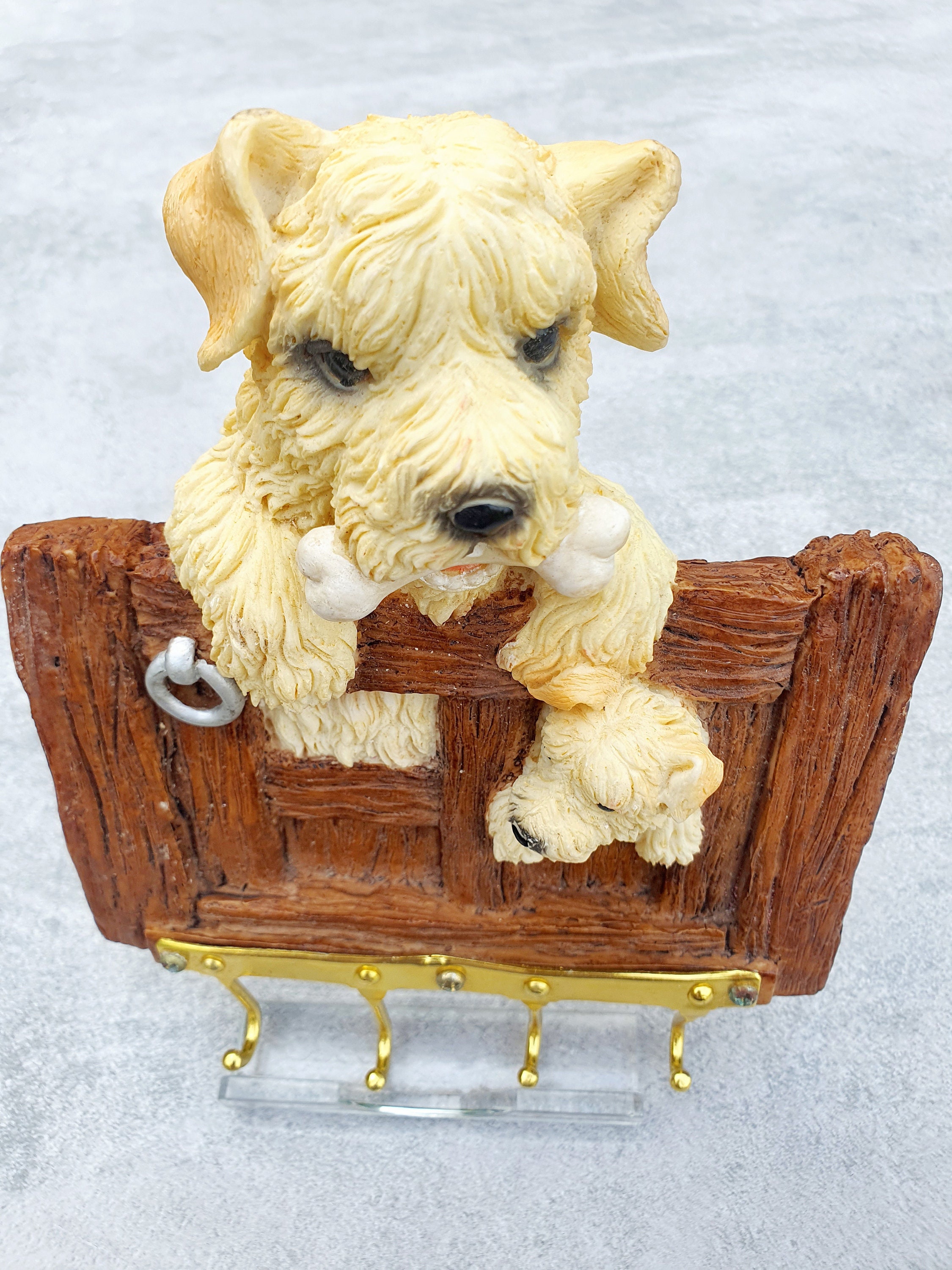 Vintage Ceramic and Metal Wall Hanger Cute Dogs Design Kitchen Towel ...