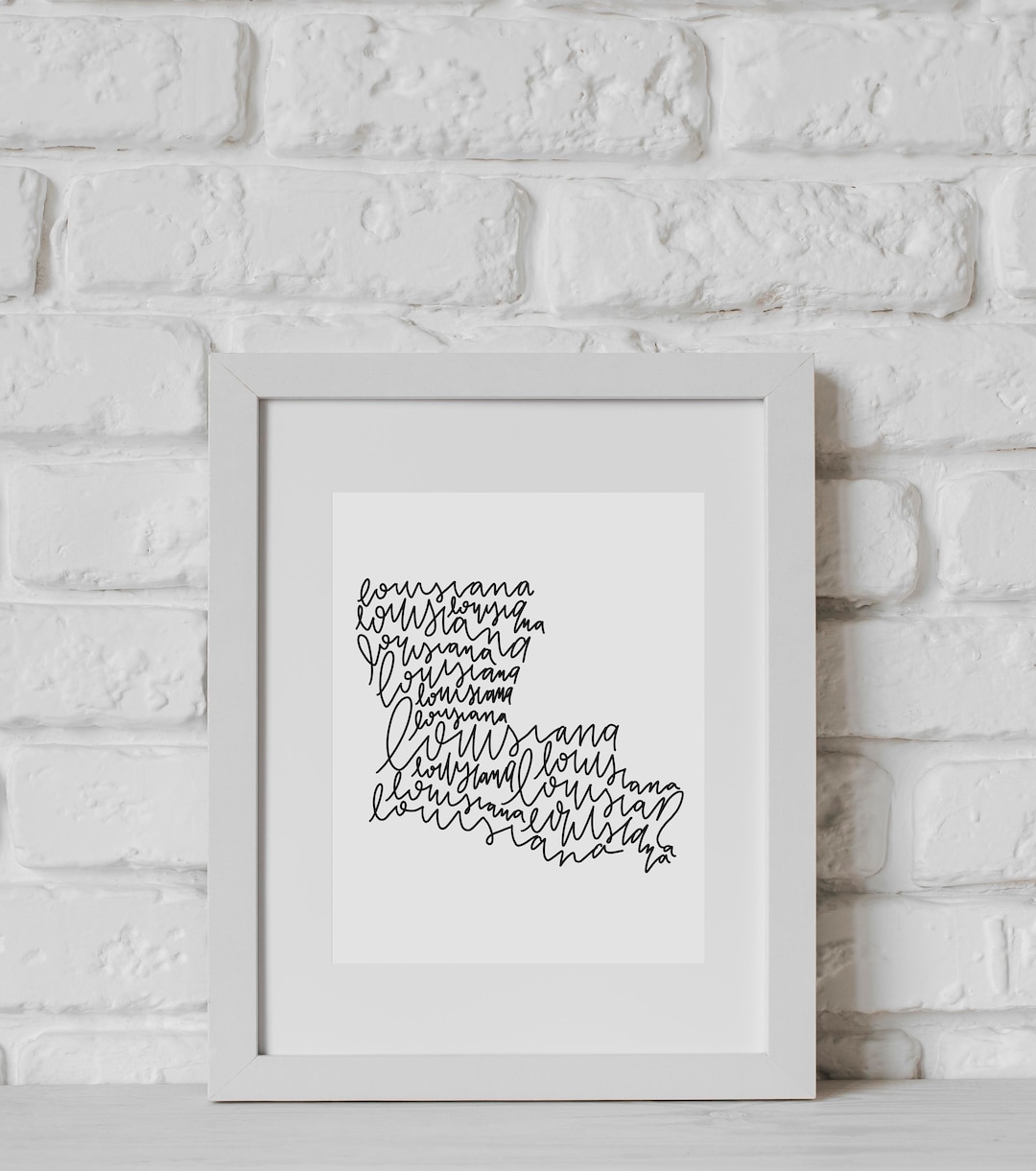 Louisiana State Cursive Lettered Print - State Silhouette Collection ...