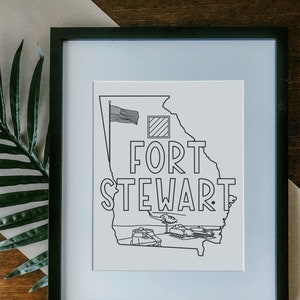 CUSTOM Military Base Print Unframed - Military Base Illustration, Duty ...