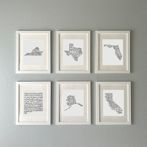 Kansas State Cursive Lettered Print - State Silhouette Collection, KS ...