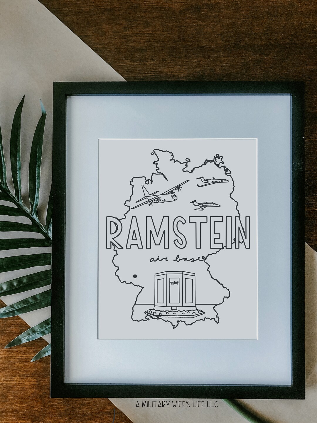 Ramstein Air Base Print Framed, Unframed - Military Base Illustration ...