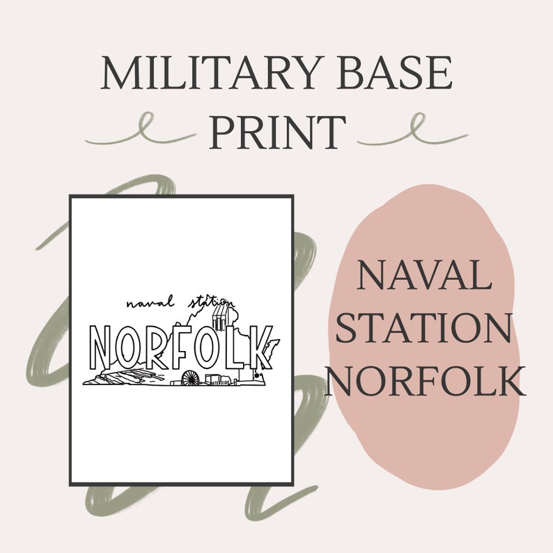 Naval Station Norfolk Base Print Unframed Military Base Illustration ...