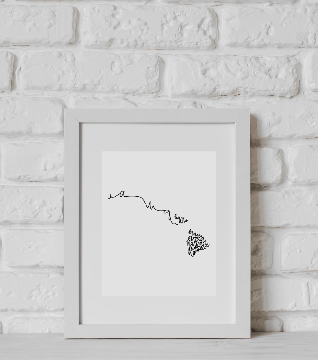 Hawaii State Cursive Lettered Print - State Silhouette Collection, HI ...