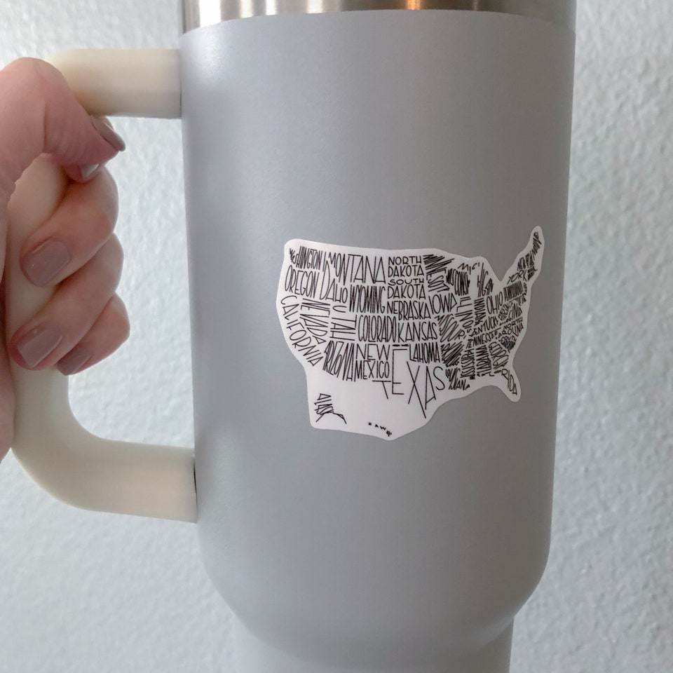 USA Waterproof Sticker-Lettered 50 States Sticker sold by Rebekah e ...