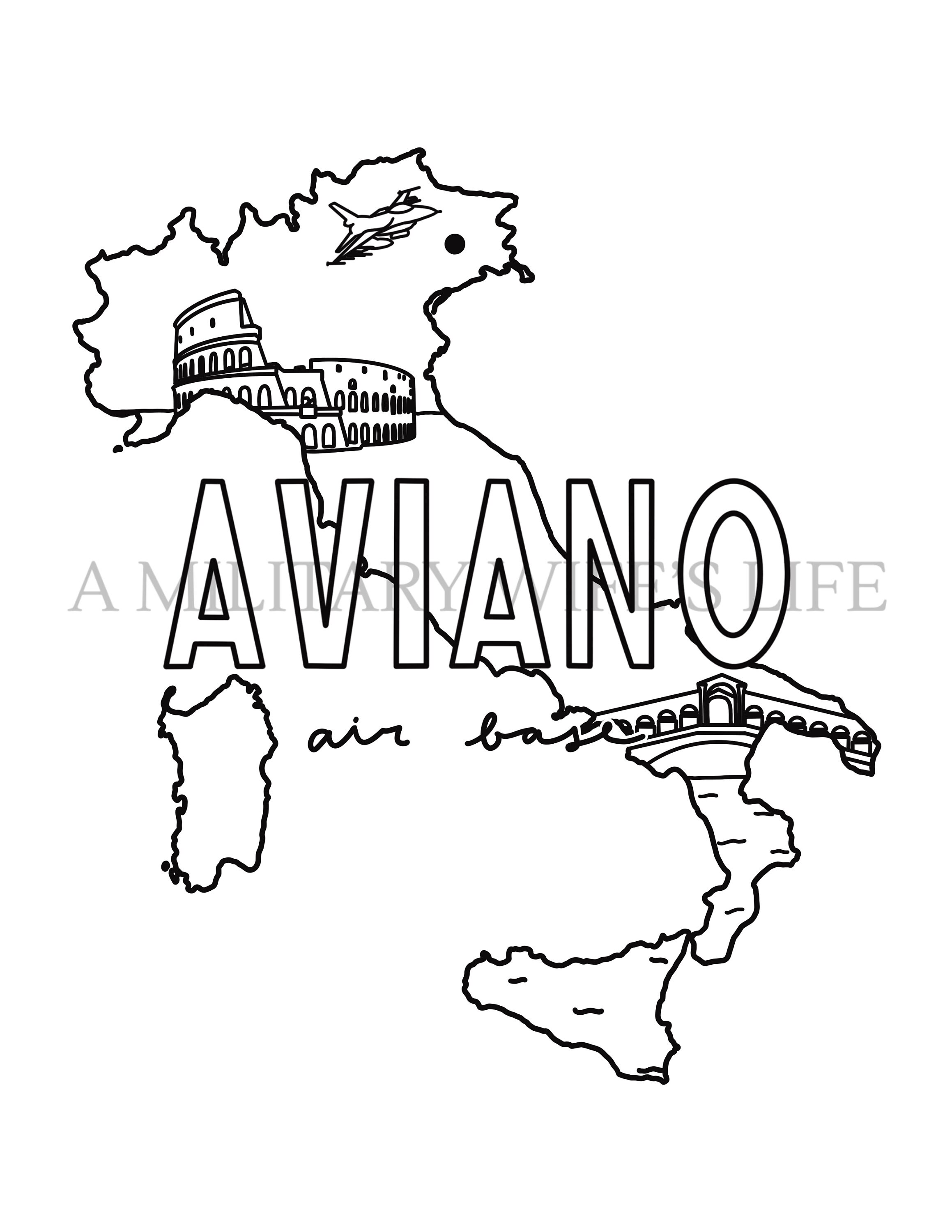 Aviano Air Base Print Unframed Military Base Illustration - Etsy