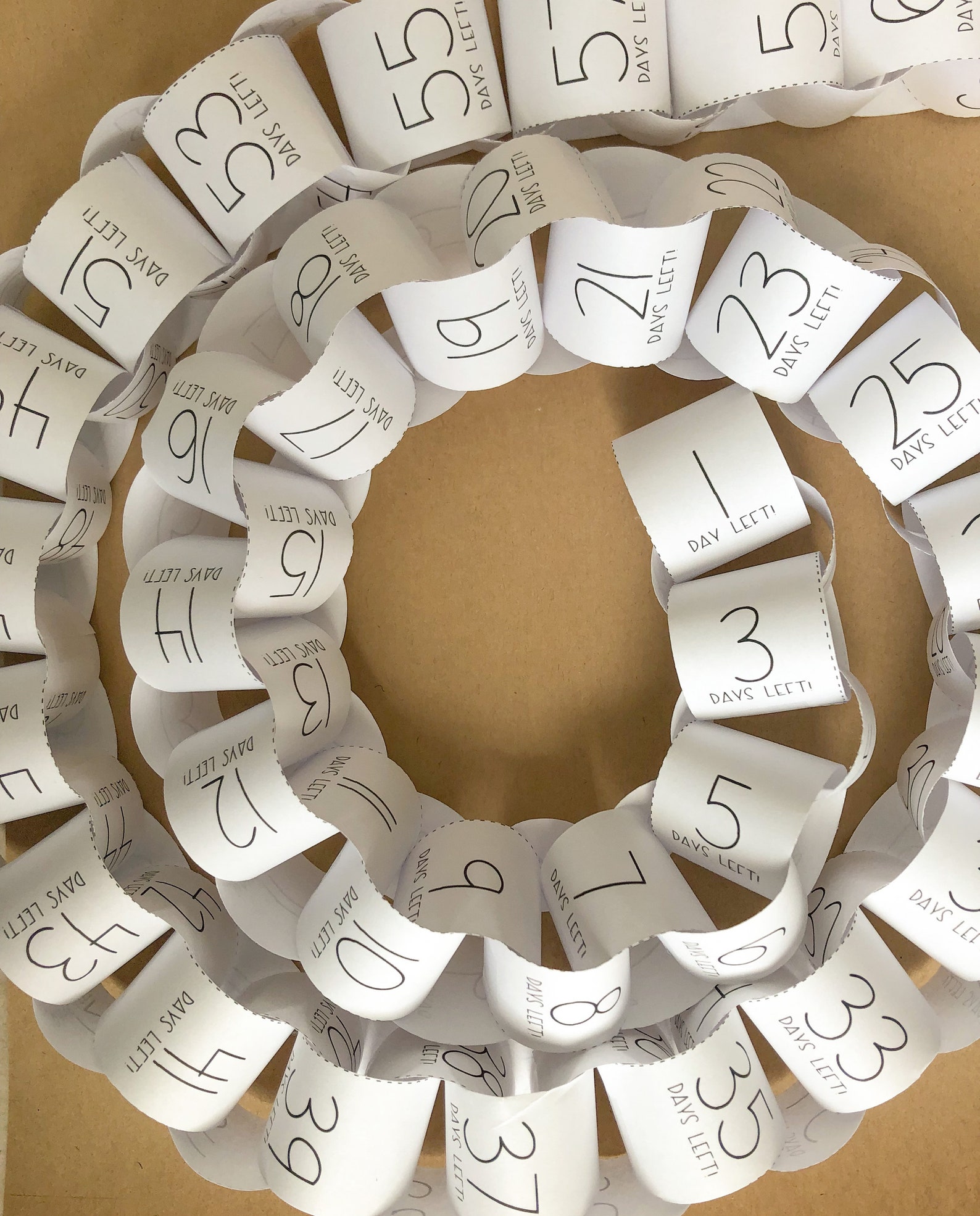 Daily Countdown Chain Printable Digital Download Numbered One Year ...