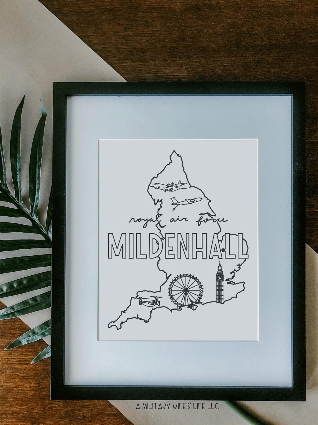RAF Mildenhall Print Framed, Unframed - Military Base Illustration ...