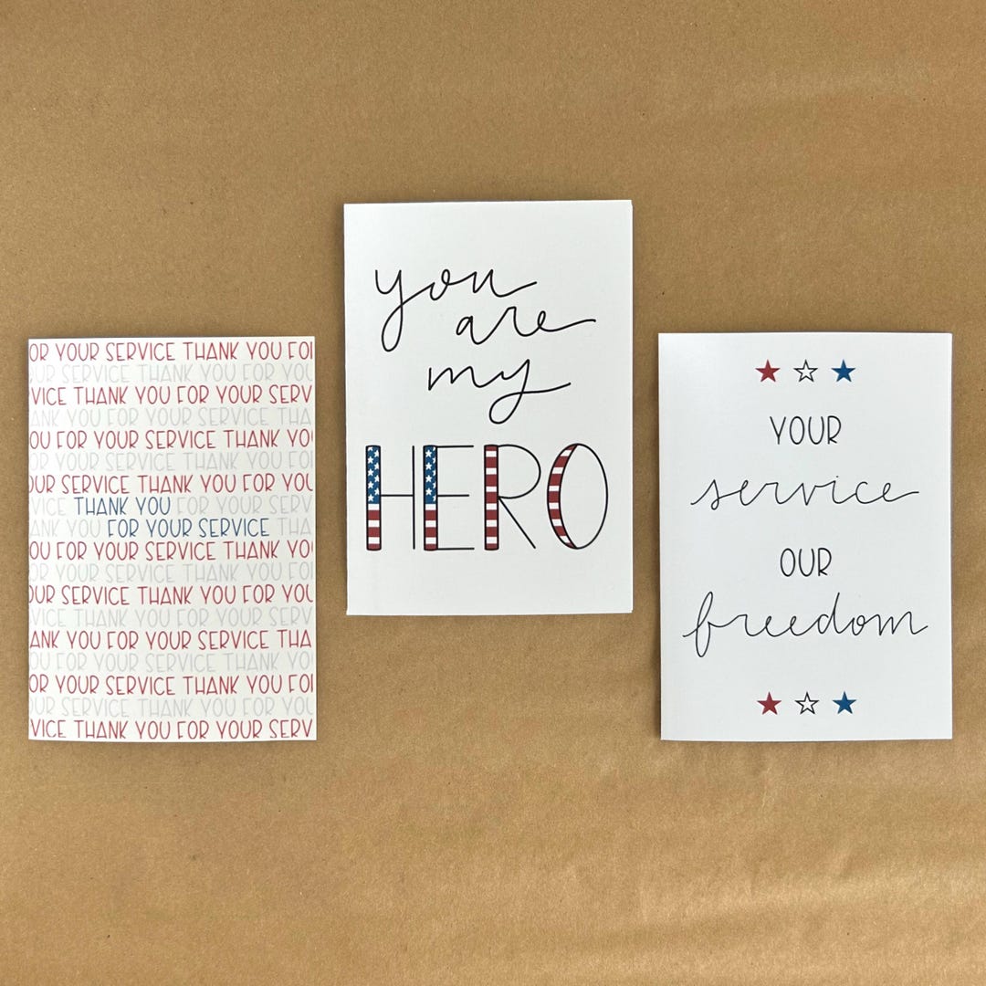 Military Service Cards Blank Set of 3 - Retirement Gift, Thank You for ...