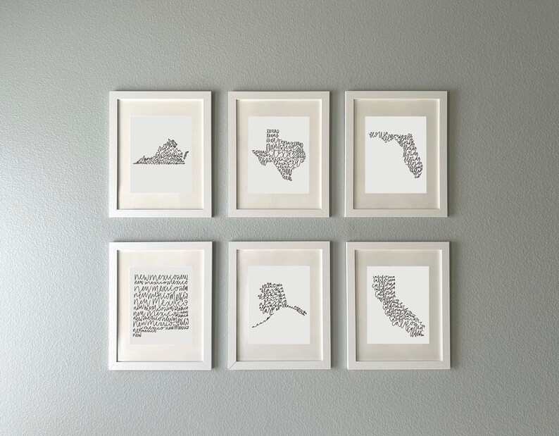 Kentucky State Cursive Lettered Print State Silhouette Collection, KY ...