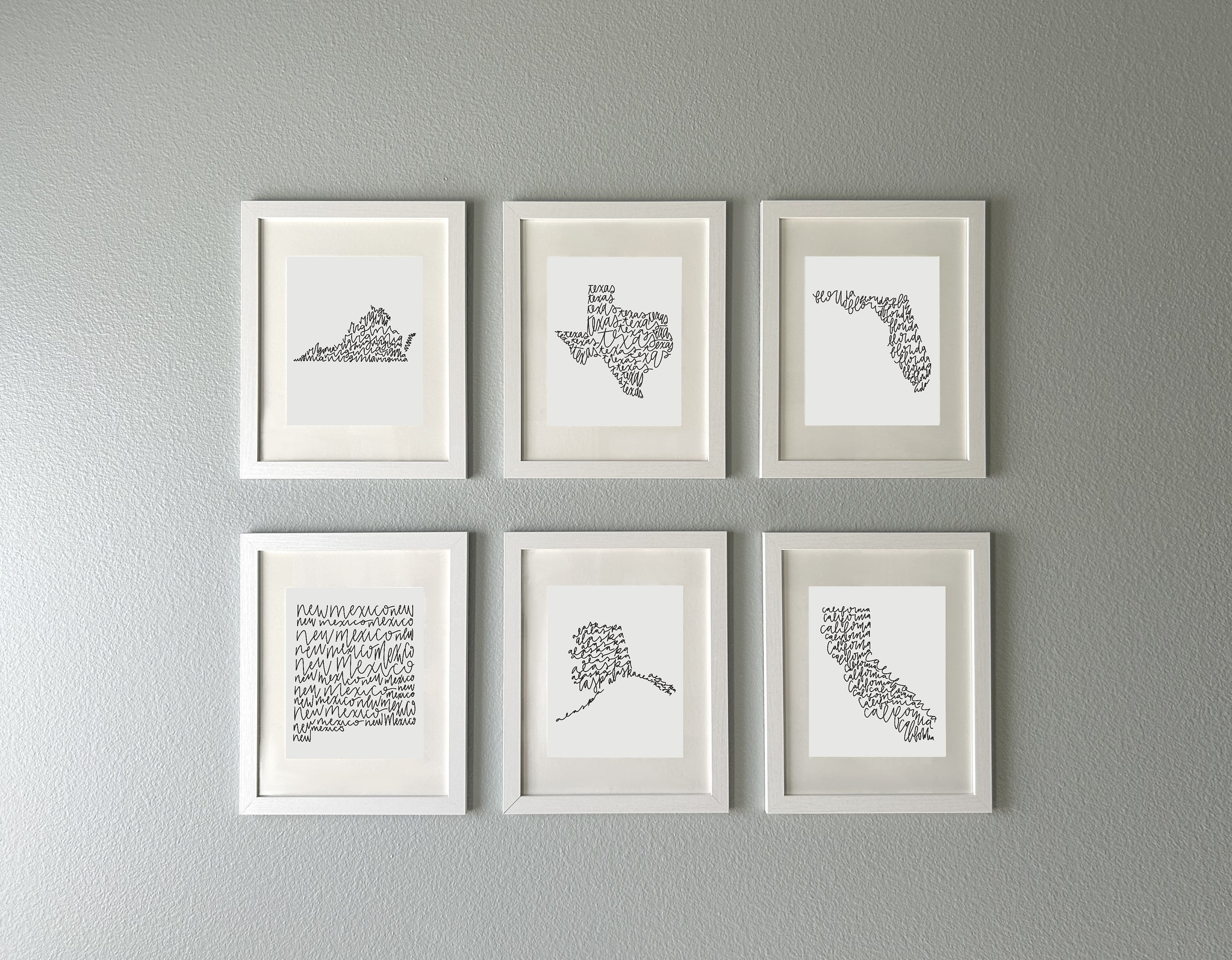 Kentucky State Cursive Lettered Print State Silhouette Collection, KY ...