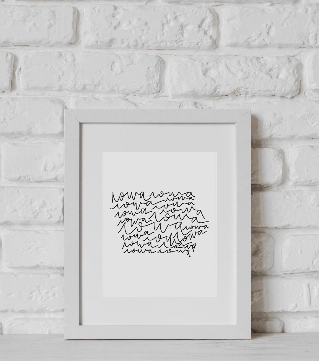 Iowa State Cursive Lettered Print - State Silhouette Collection, IA USA ...
