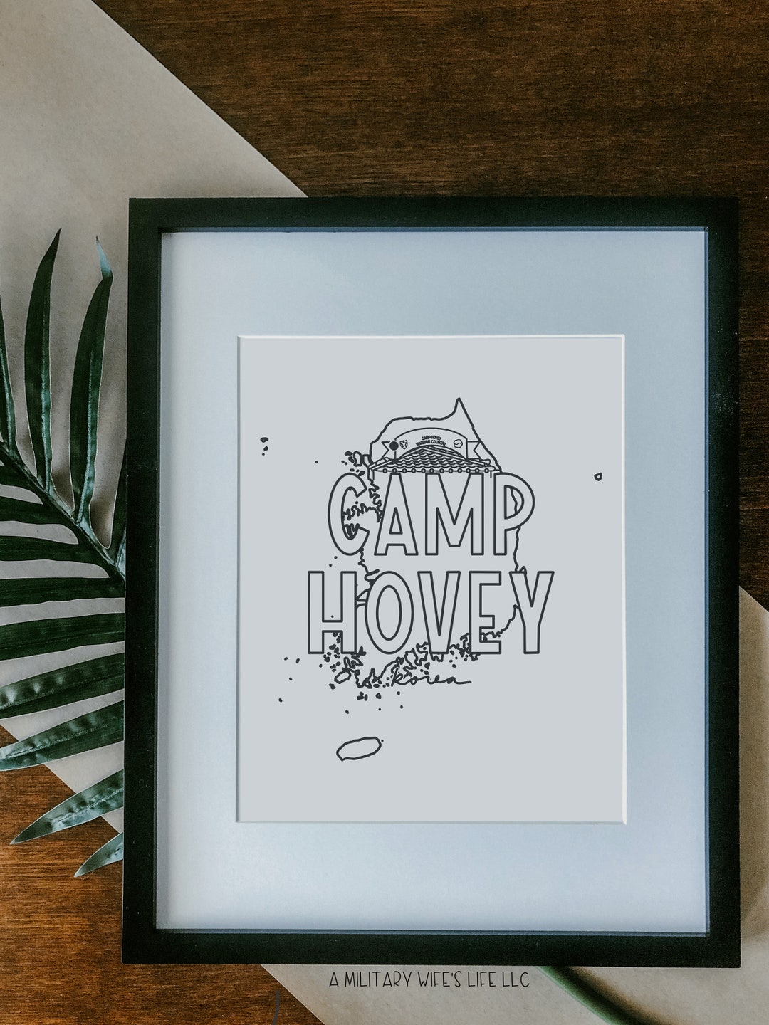 Camp Hovey Base Print Framed, Unframed - Military Base Illustration ...