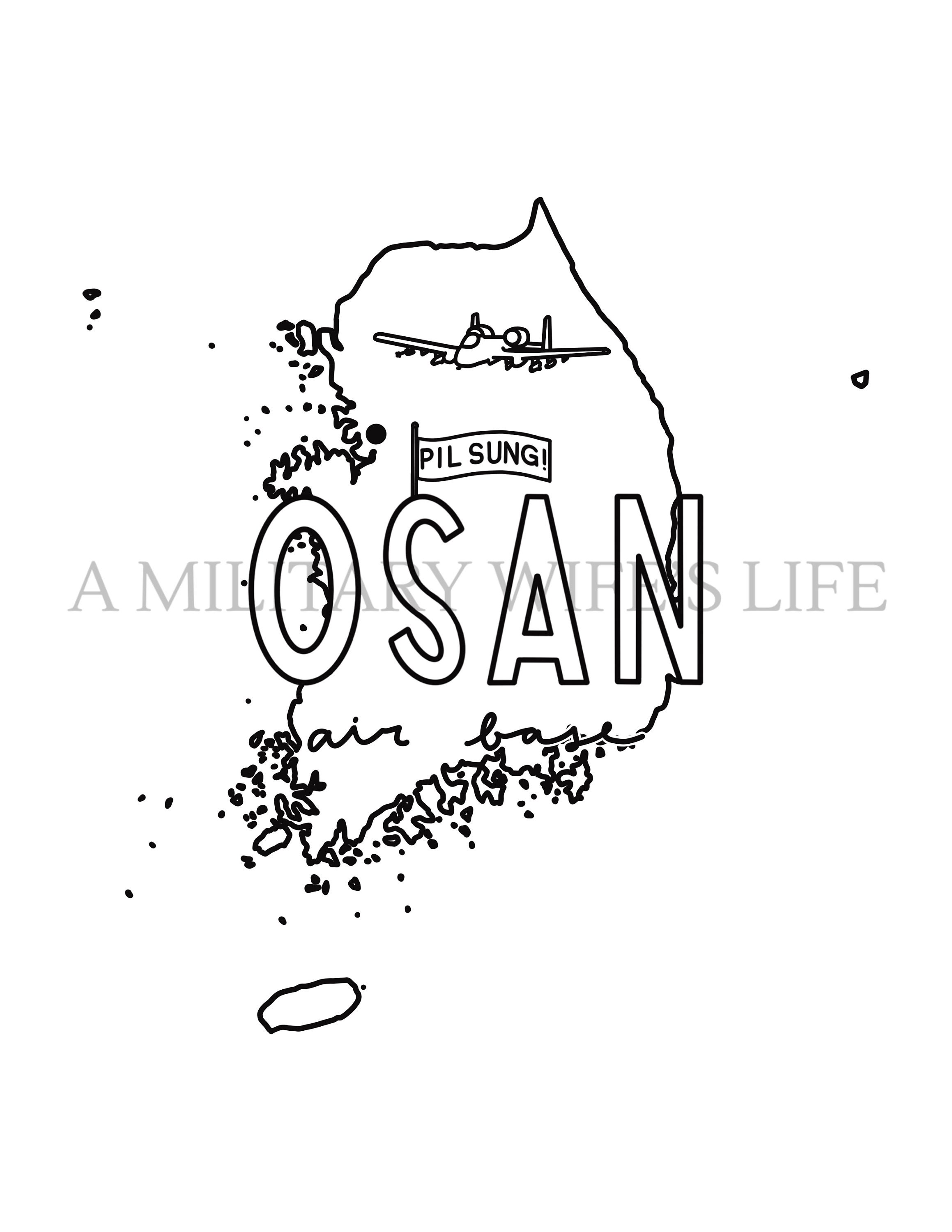 Osan Air Base Print Framed, Unframed - Military Base Illustration ...