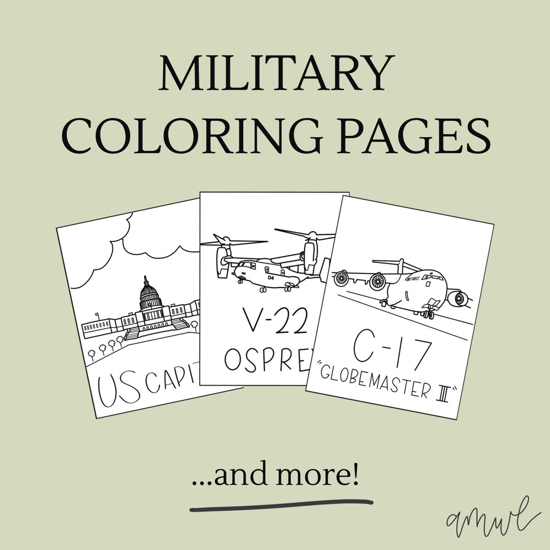 Military Coloring Pages, 8 Pages of Printable Fun, Printable Military ...