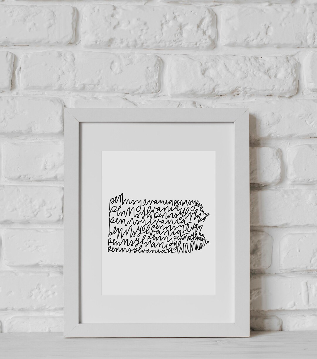 Pennsylvania State Cursive Lettered Print - State Silhouette Collection ...