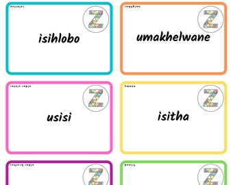 Downloadable Zulu Flashcards Beginner Nouns Learn Zulu - Etsy Norway