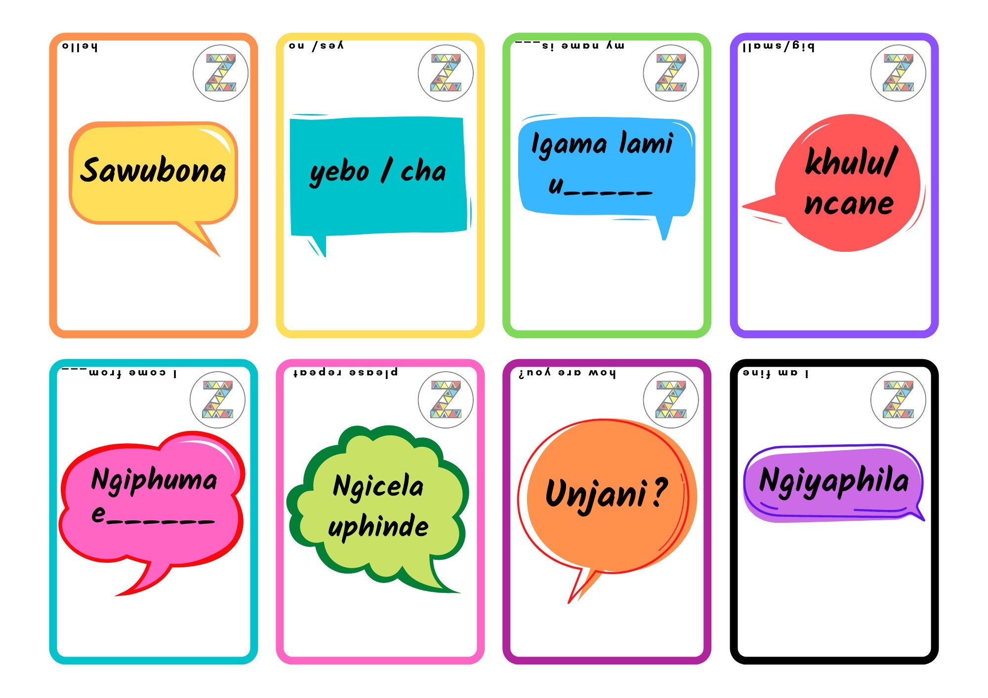 Downloadable Isizulu Flashcards Conversations Learn Zulu | Etsy Denmark