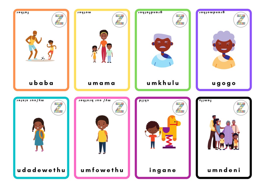 Downloadable Zulu Flashcards Beginner Nouns Learn Zulu, Print at Home ...