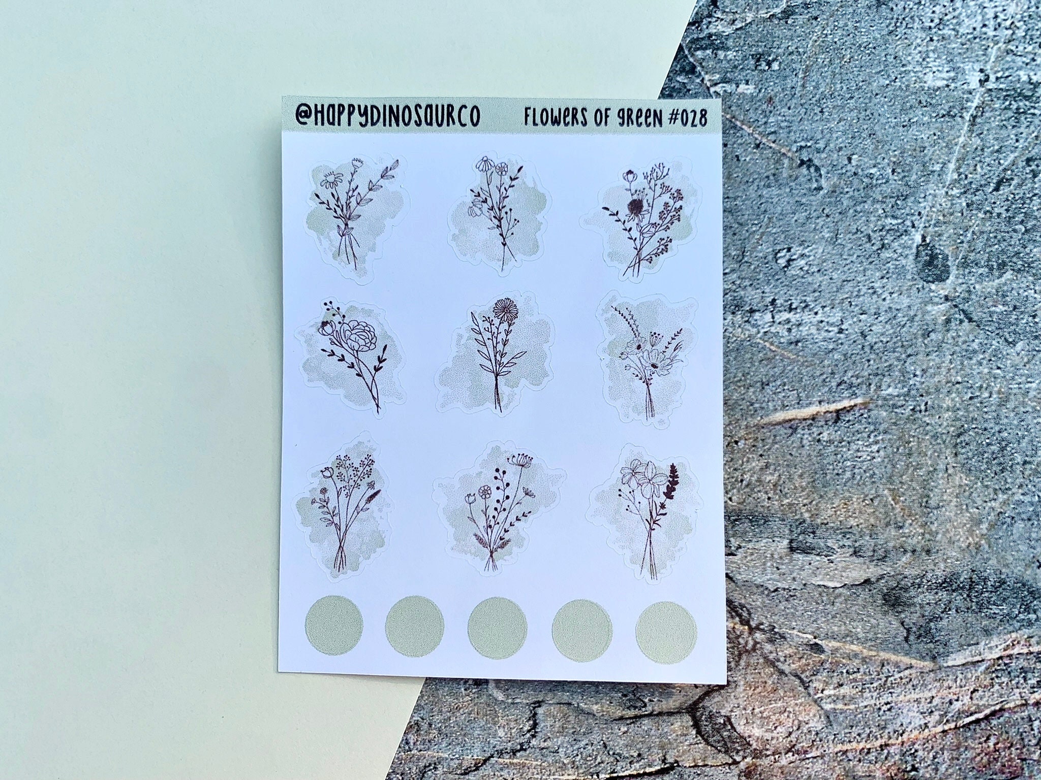 Flowers of Green Sticker Sheet Bullet Journal Stickers, Planner ...