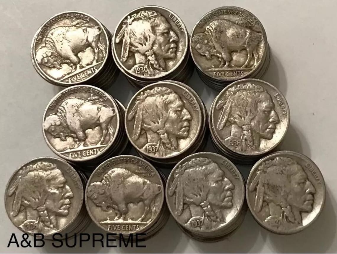 Huge Collection of 100 FINE Cond. Buffalo Nickels Old Estate Sale Lot ...
