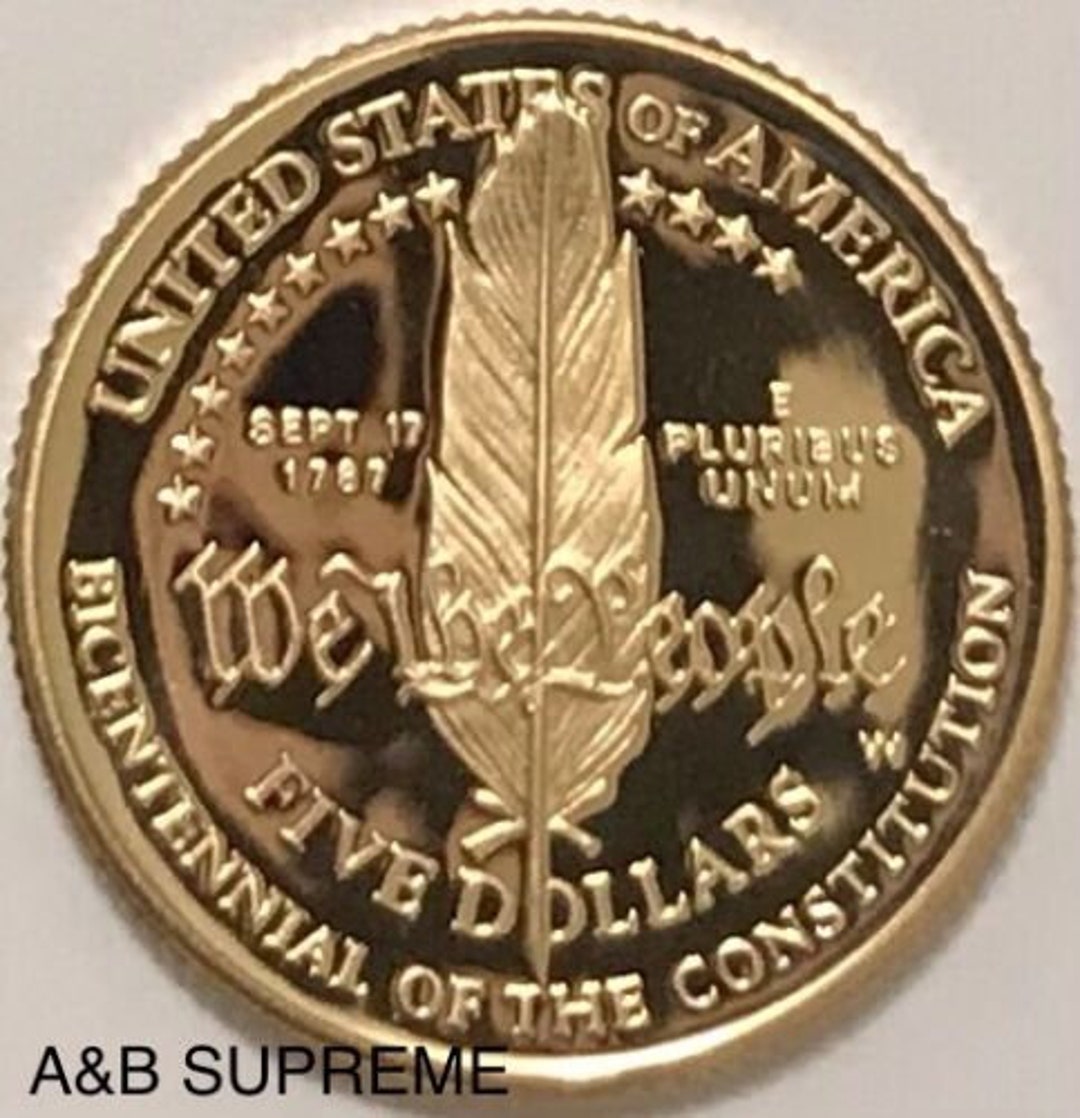 1987 W 5 Dollar Gold Coin Constitution Commemorative Superb Gem Cameo ...
