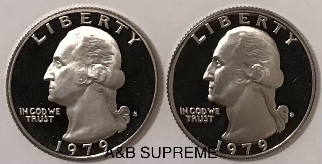 1979 S Washington Quarter Dollar Type 1 and 2 Filled & Clear S Clad Gem ...