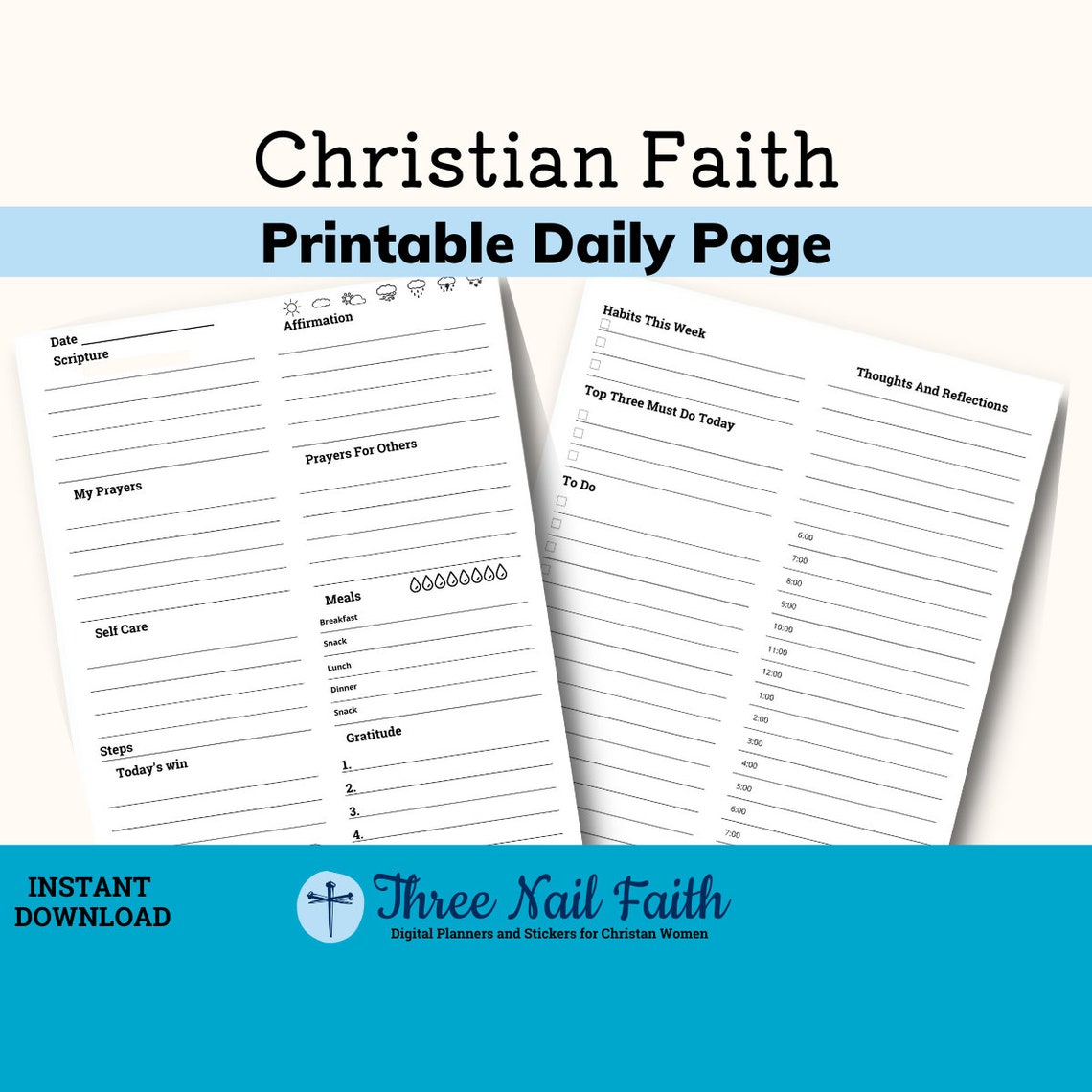 Printable Christian Faith Daily Planner Page Instant - Etsy
