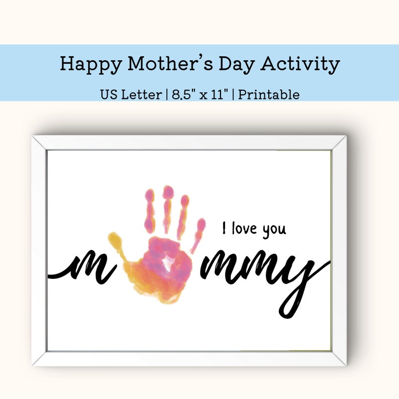 PRINTABLE Mother's Day Handprint Art Craft for Kids, I Love Mom ...