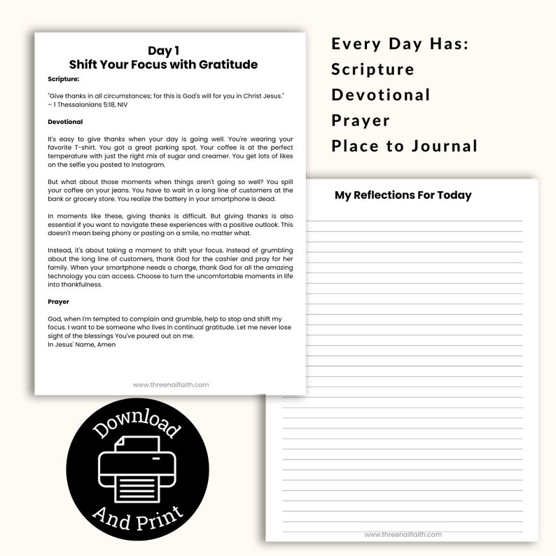 Thankfulness 30 Day Devotional, PRINTABLE, Christian Women, Cultivate ...