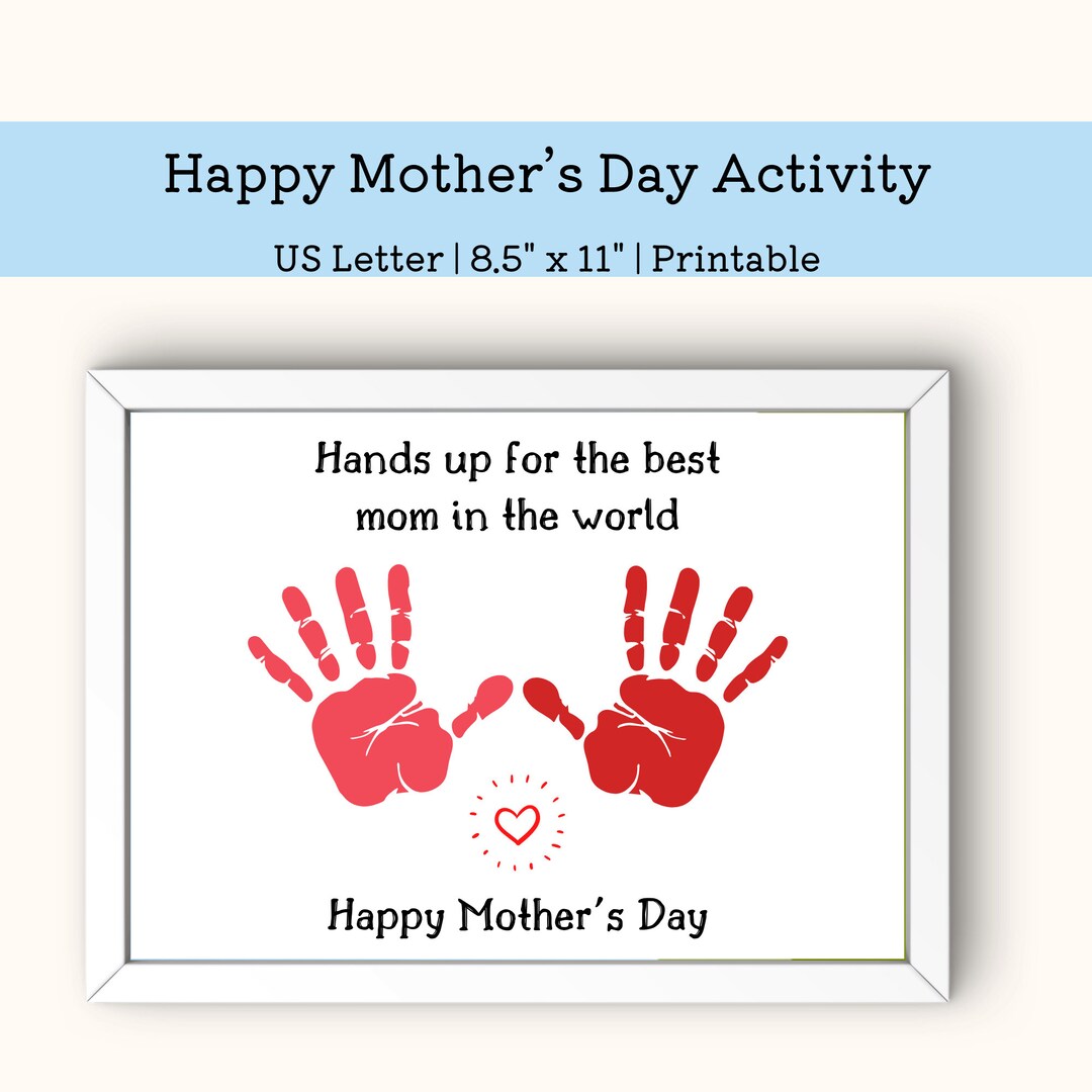 PRINTABLE Mother's Day Handprint Art Craft for Kids, I Love Mom ...