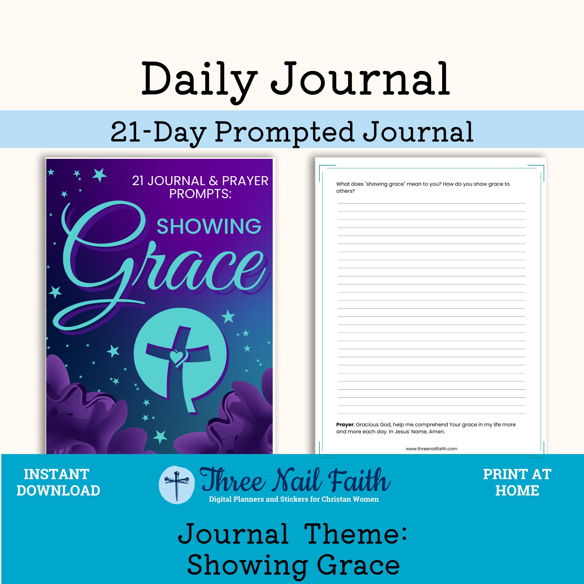 PRINTABLE Showing Grace 21 Day Digital Prompted Journal, Christian ...