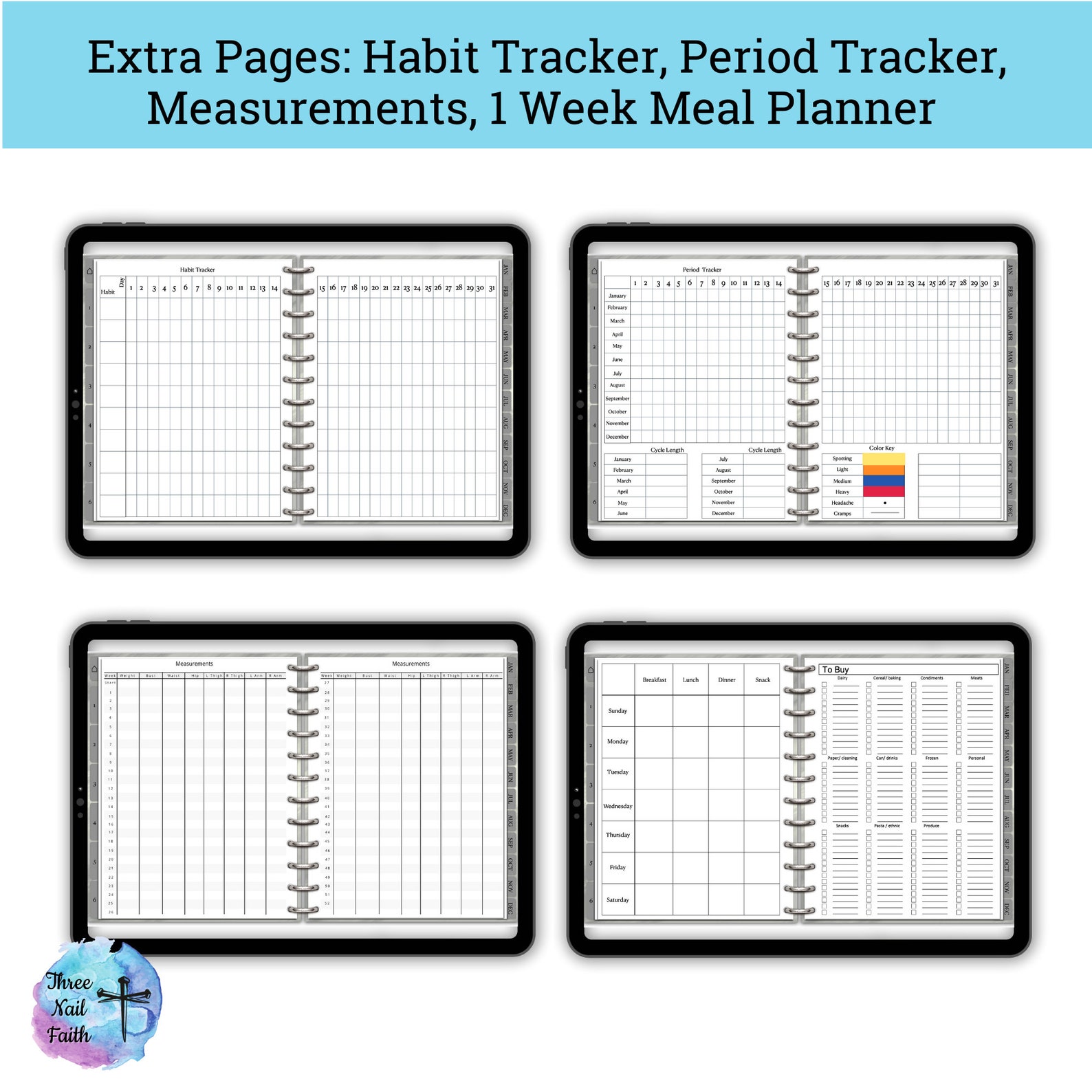 Undated Digital Planner, Minimalist Planner, Faith Planner, Hyperlinked ...