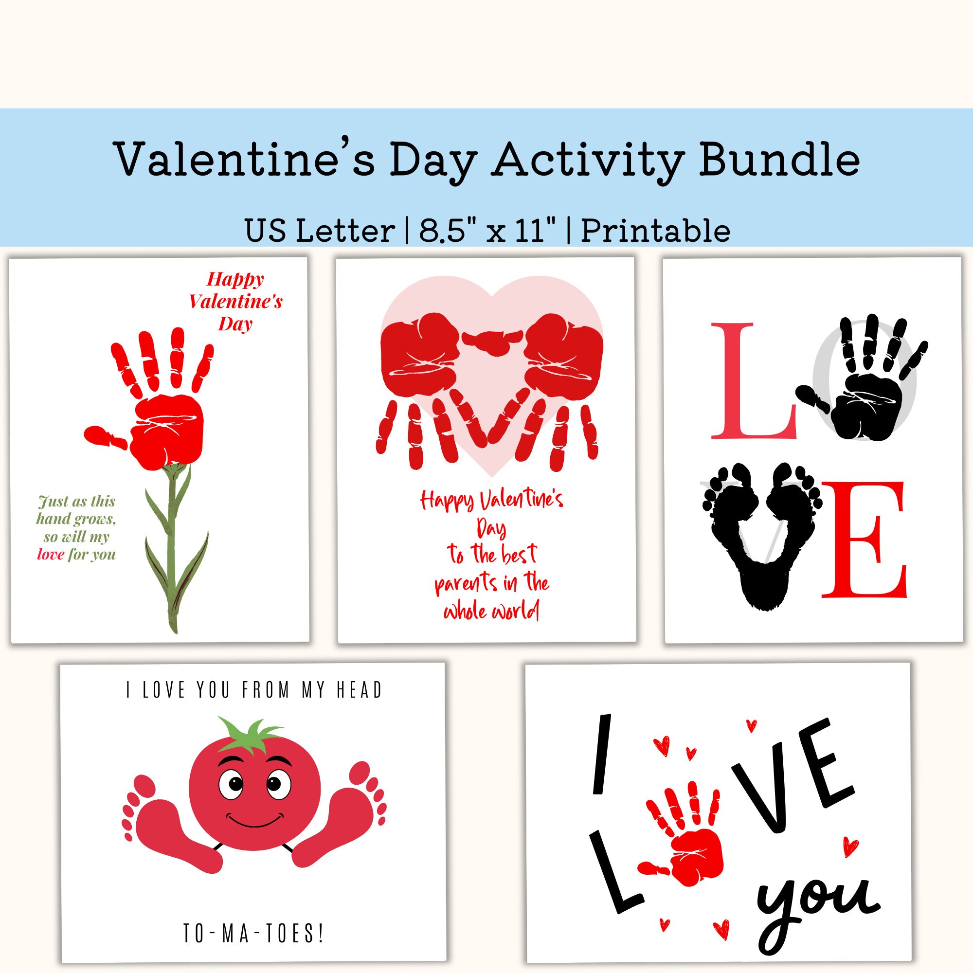 PRINTABLE Valentine Handprint Bundle Art Craft for Kids, Preschool ...