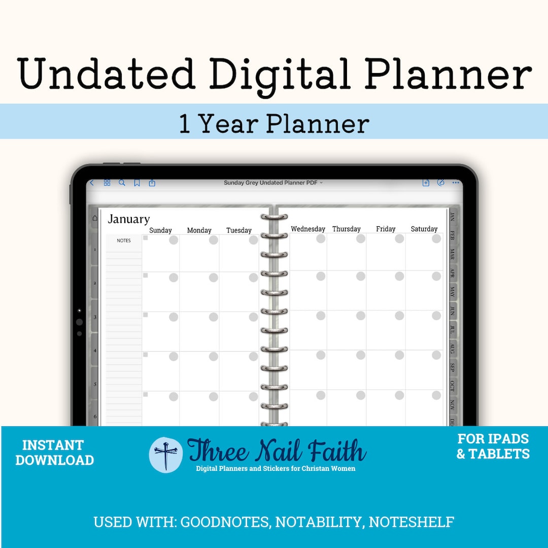 Undated Digital Planner, Minimalist Planner, Faith Planner, Hyperlinked ...