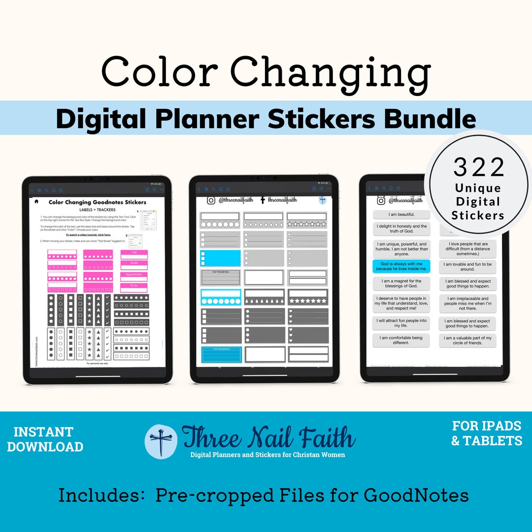 Color Changing Digital Stickers Bundle for Goodnotes, All Current Color ...