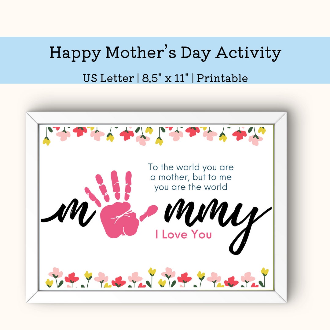 PRINTABLE Mother's Day Handprint Art Craft for Kids, I Love Mom ...