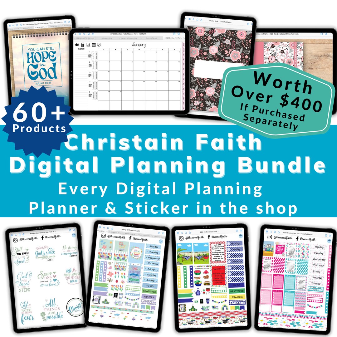 Christian Faith Digital Planner and Digital Stickers Bundle, Everything ...
