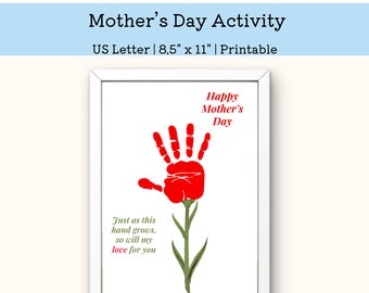 PRINTABLE Mother's Day Handprint Art Craft for Kids, I Love Mom ...