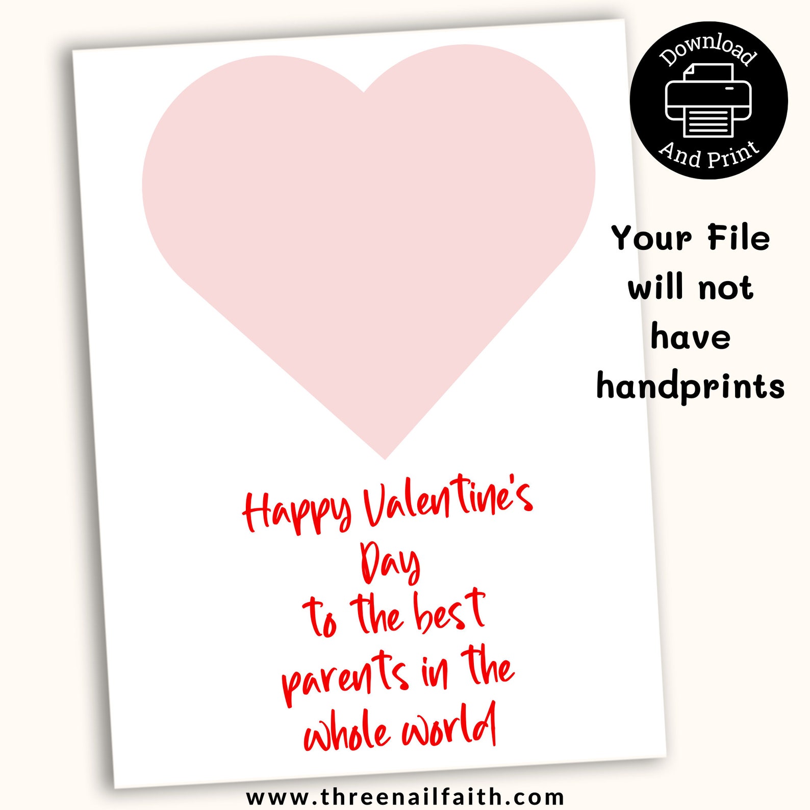 PRINTABLE Valentine HEART Handprint Art Craft for Kids, Preschool ...