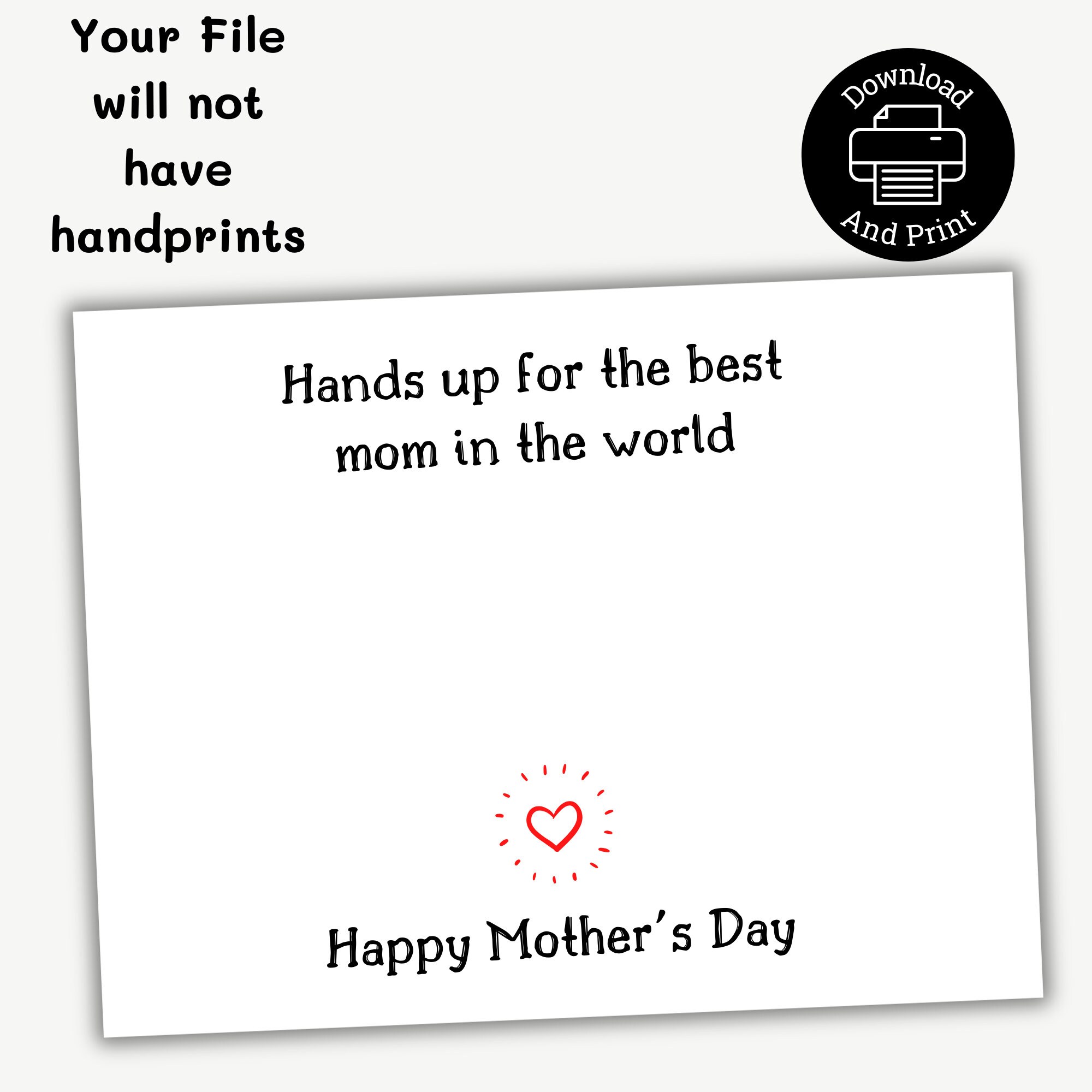 PRINTABLE Mother's Day Handprint Art Craft for Kids, I Love Mom ...