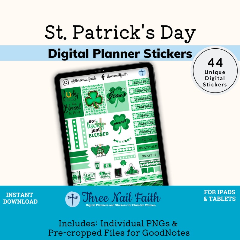 St Patrick's Day Digital Sticker, Christian Digital Stickers for ...