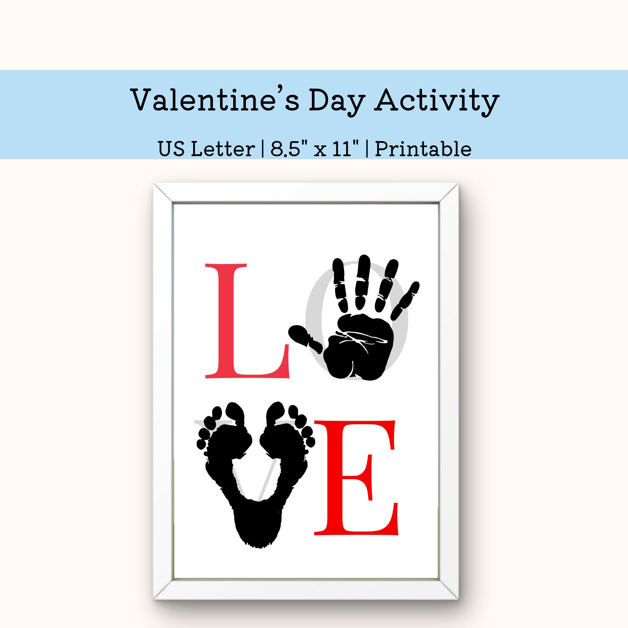 PRINTABLE Valentine LOVE Handprint Art Craft for Kids, Preschool ...