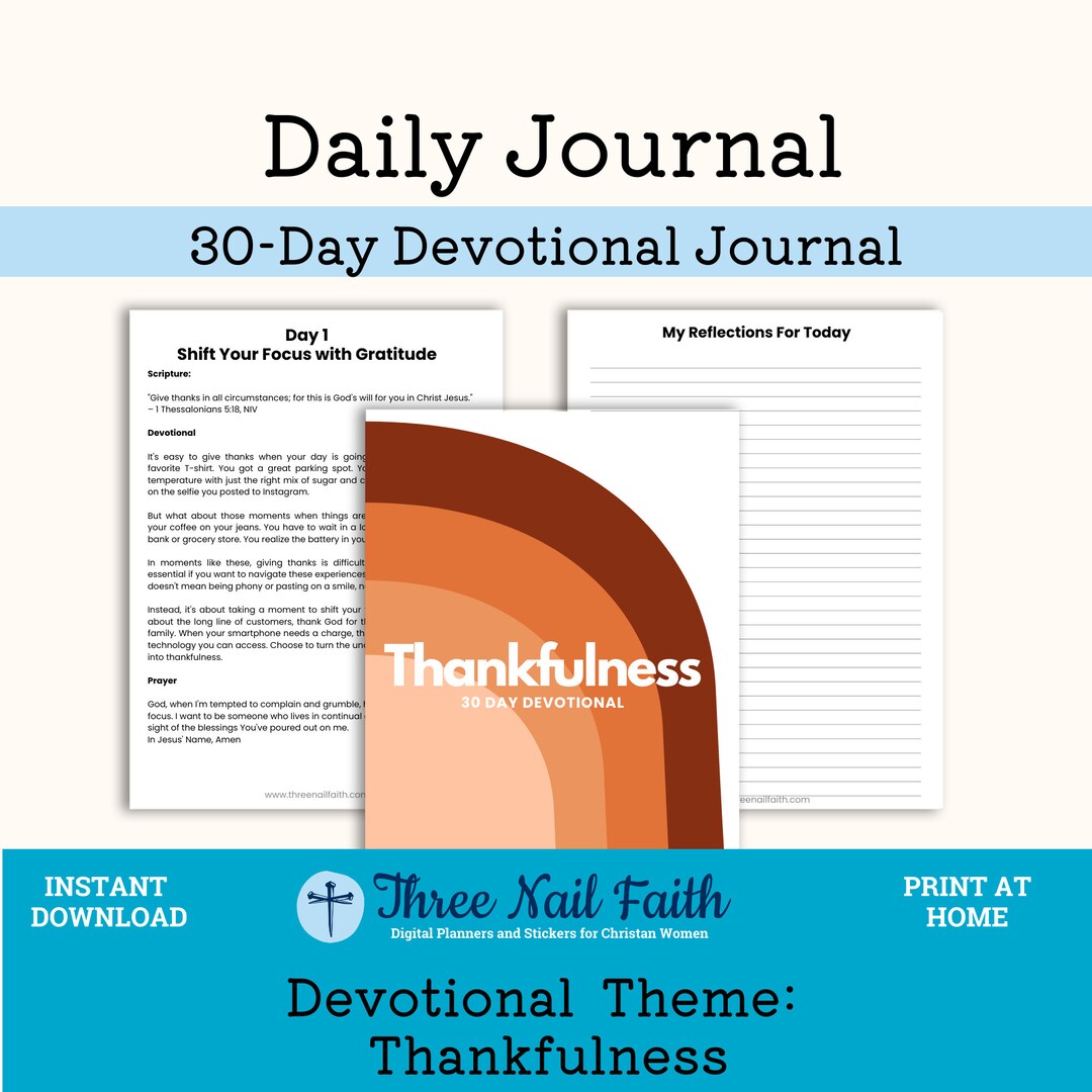 Thankfulness 30 Day Devotional, PRINTABLE, Christian Women, Cultivate ...