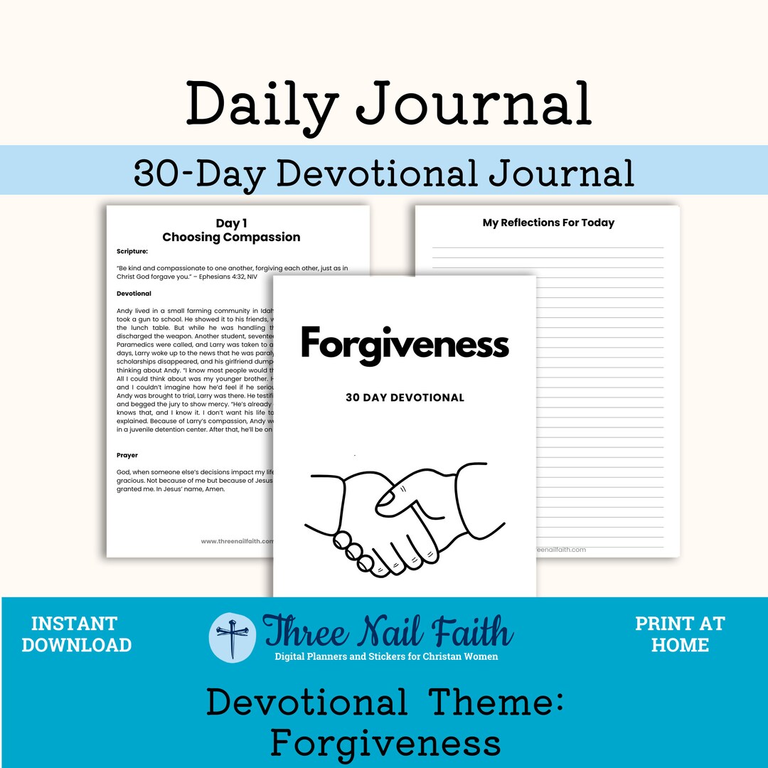 Forgiveness 30-day PRINTABLE Devotional Journal, Christian Faith ...
