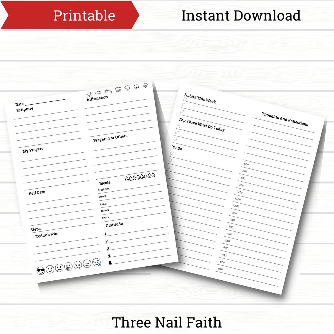 Printable Christian Faith Daily Planner Page Instant - Etsy