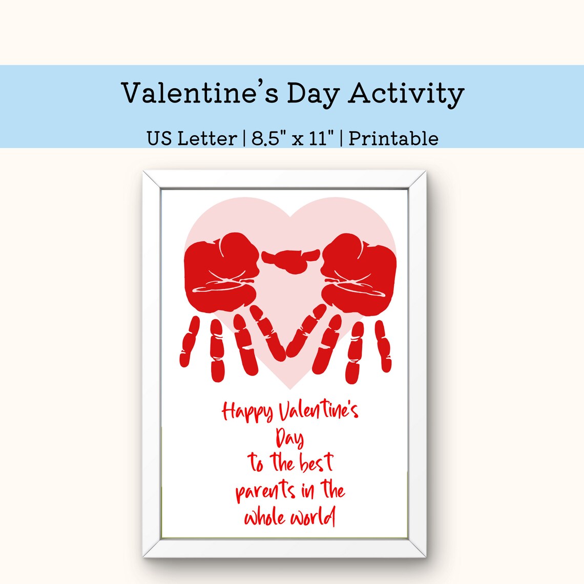 PRINTABLE Valentine HEART Handprint Art Craft for Kids, Preschool ...