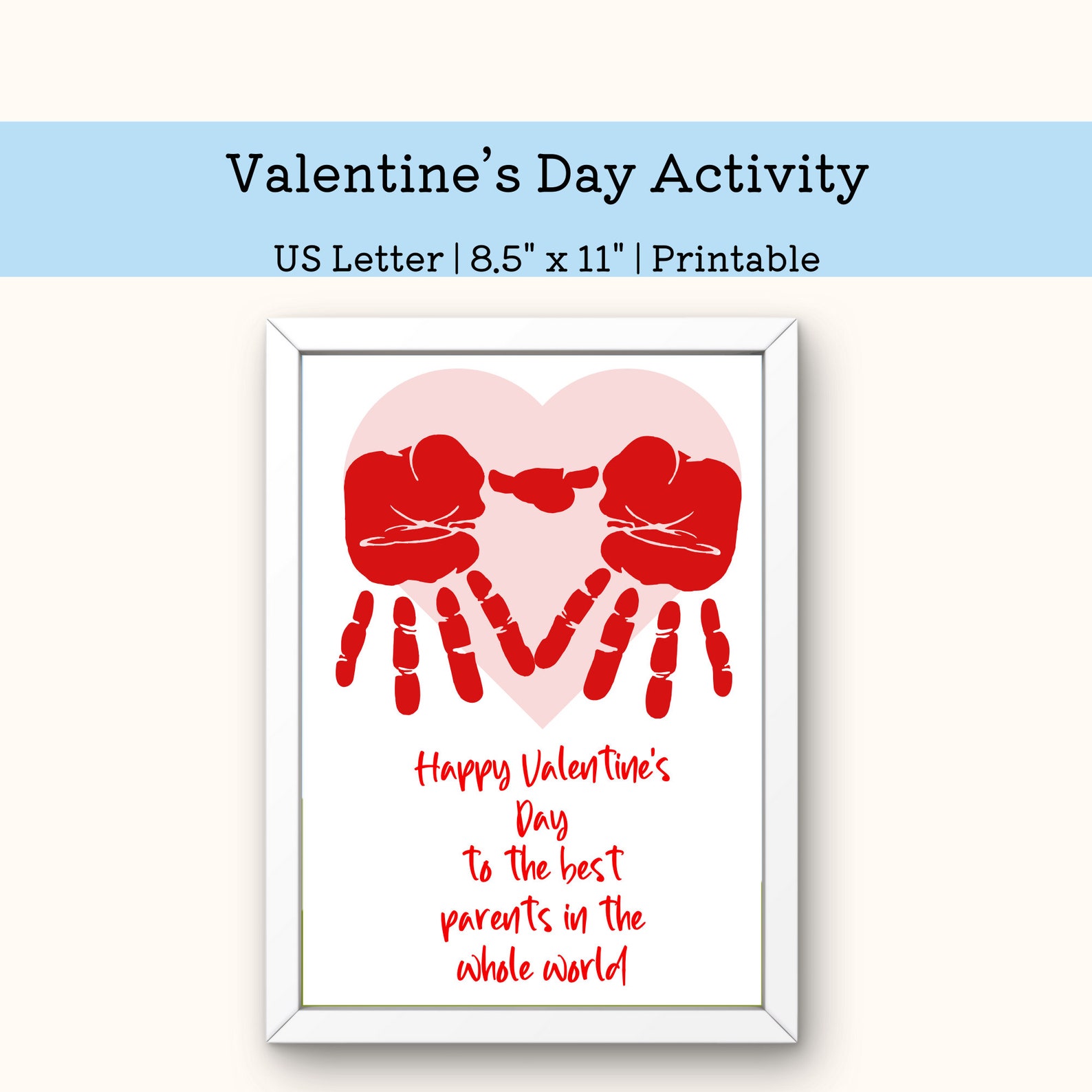 PRINTABLE Valentine HEART Handprint Art Craft for Kids, Preschool ...