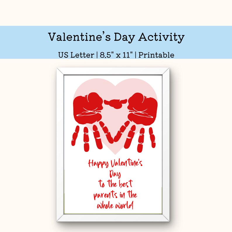 PRINTABLE Valentine HEART Handprint Art Craft for Kids, Preschool ...