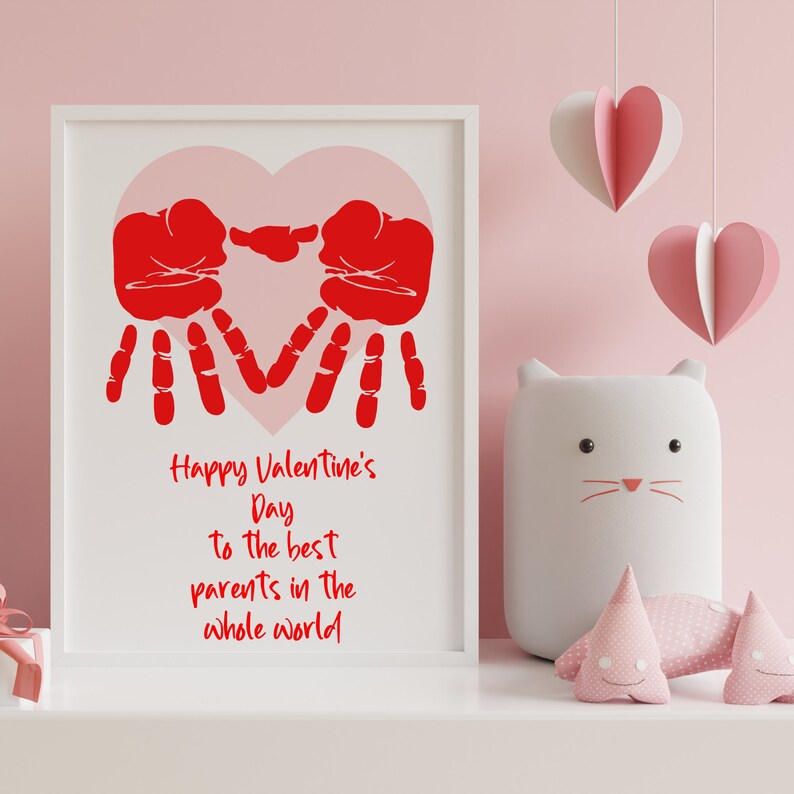 PRINTABLE Valentine HEART Handprint Art Craft for Kids, Preschool ...