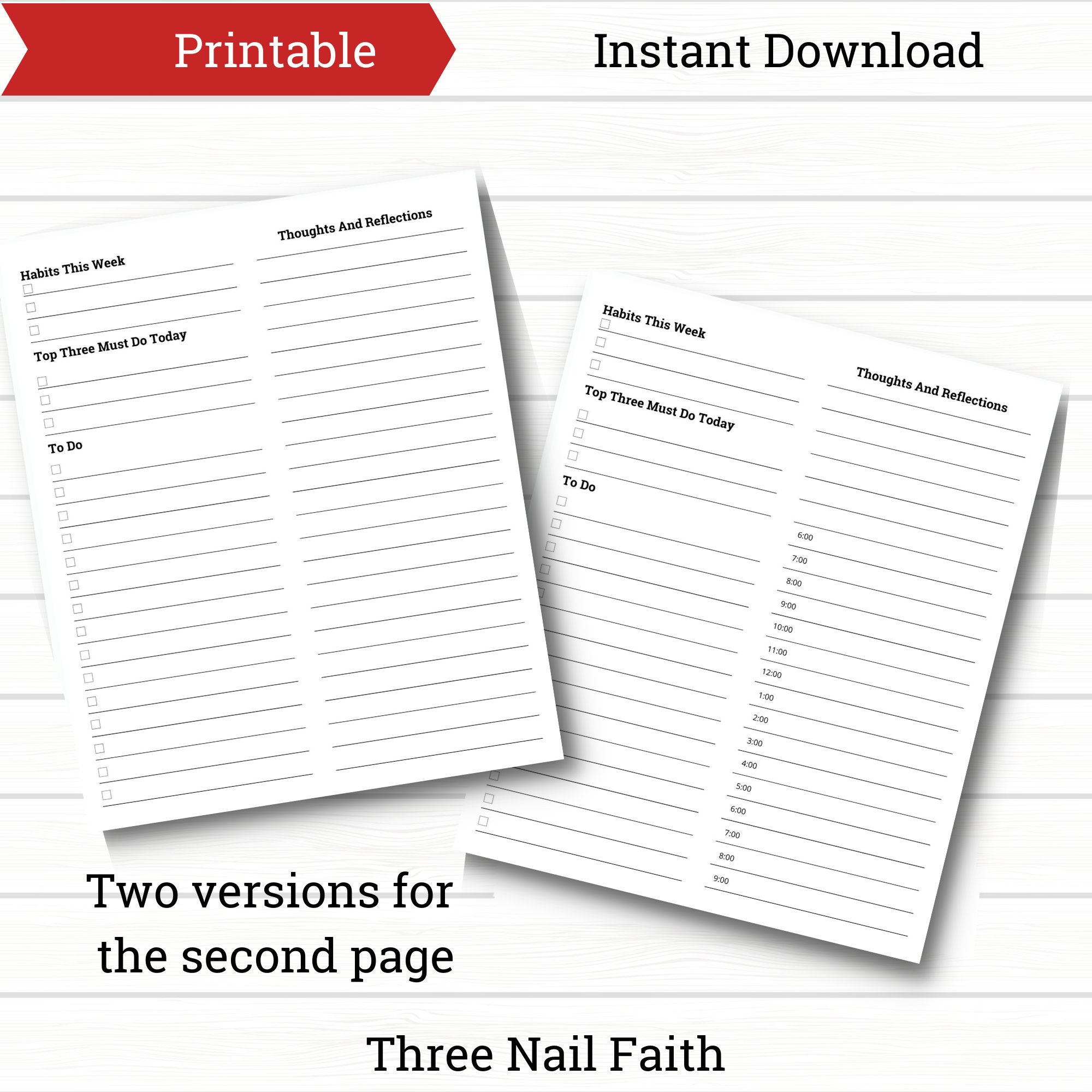 Printable Christian Faith Daily Planner Page, Instant Download, Print ...